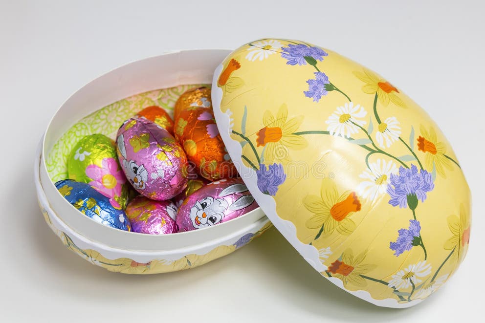 Easter Chocolate Eggs in Egg Shaped Box Stock Image - Image of ...