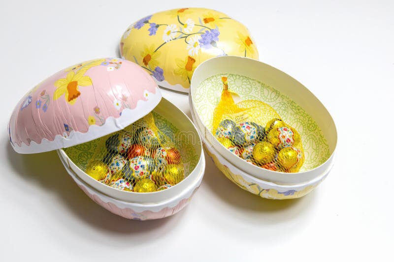 Easter Chocolate Eggs in Egg Shaped Box Stock Photo - Image of colorful ...