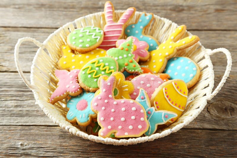 Easter cookies stock photo. Image of napkin, flora, icing - 87791034