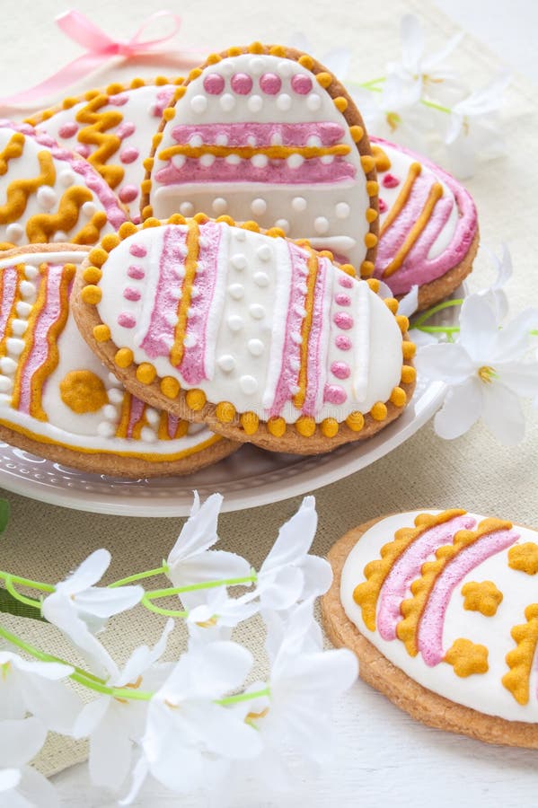 Colorful Easter Cookies in the Shape of Egg Stock Photo - Image of ...