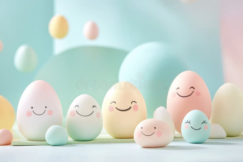 Colorful Easter Display with Smiling Painted Eggs for Festive ...