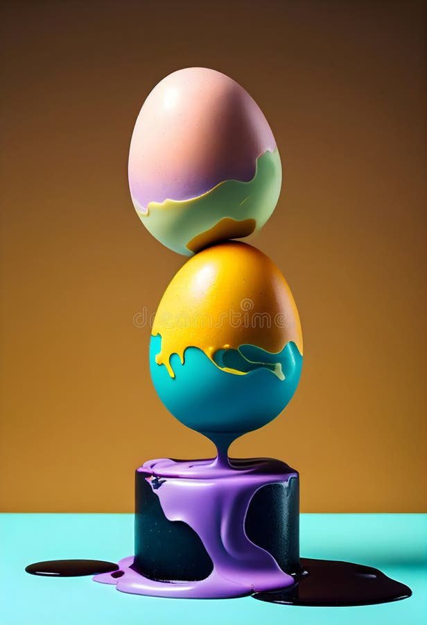 Colorful Easter Egg Balance, Minimal Concept, Closeup, Generative AI ...
