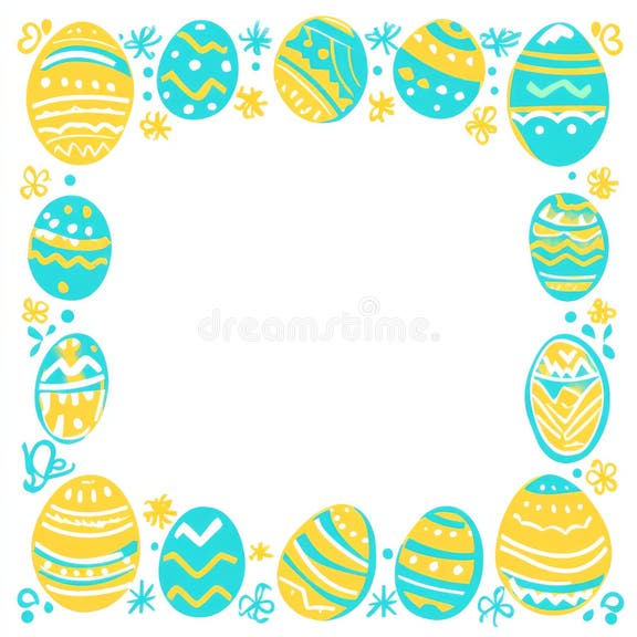A Colorful Easter Egg Design with a Rectangular Frame, Featuring a Border for an Egg Hunt in ...