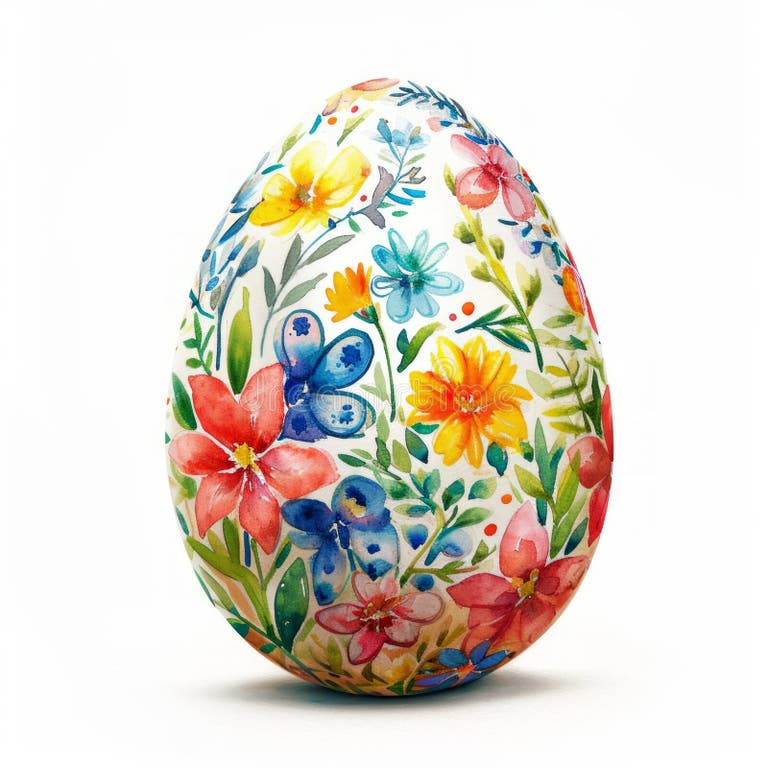 Colorful Easter Egg with Easter Picnic Pattern AI Generated Stock ...