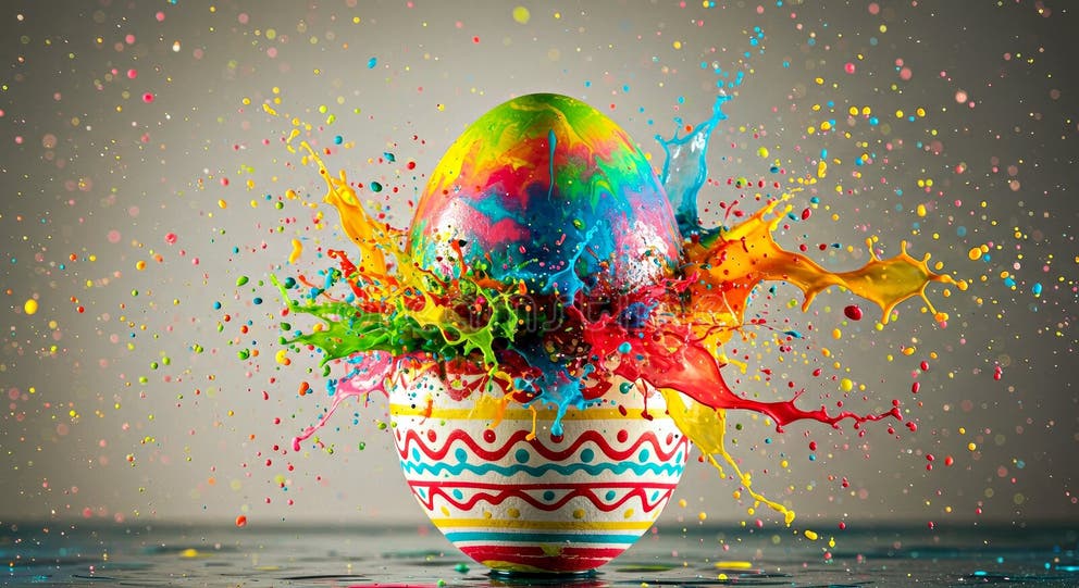 Colorful Easter Egg Explosion Effect with Dynamic Paint Splashes ...