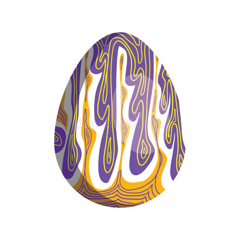Vibrant Hand-Drawn Easter Egg with Unique Stripes & Waves Stock Vector ...