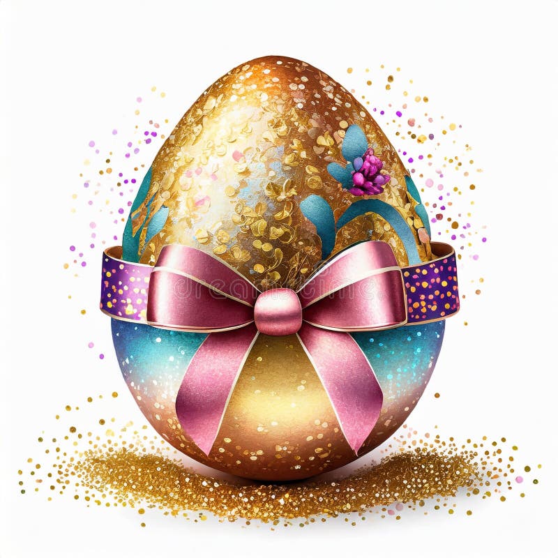 Colorful Easter Egg with Glitter Isolated on White Background Stock Illustration - Illustration ...