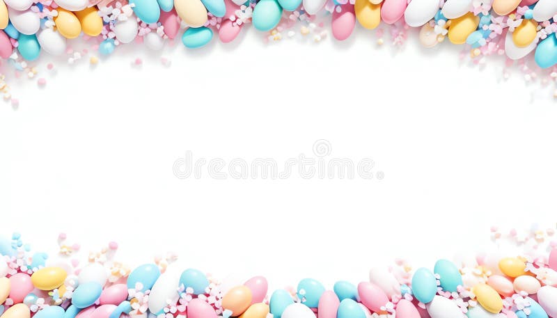 Colorful Easter Egg Rounded Border Over a Pastel White Paper Banner ...