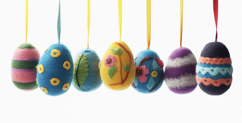 Easter Egg Shaped Cotton Thread Handcrafts Hanging from Top. Concept of ...