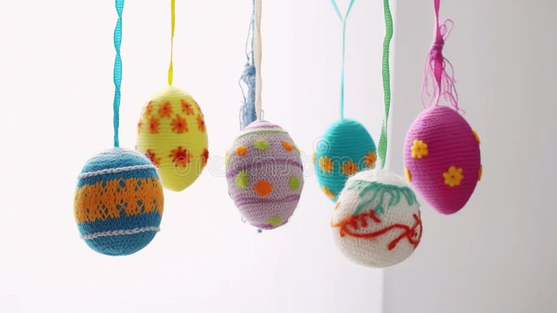 Easter Egg Shaped Cotton Thread Handcrafts Hanging from Top. Concept of ...