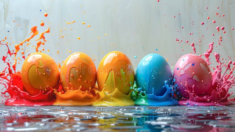 Colorful Easter Egg Splash Design. Easter Card Design with Egg in Paint ...