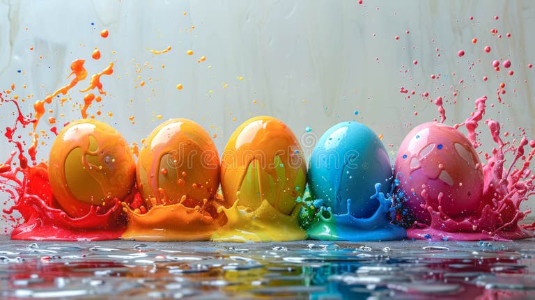 Colorful Easter Egg Splash Design. Easter Card Design with Egg in Paint ...