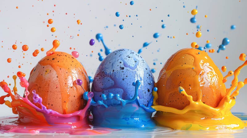 Colorful Easter Egg Splash Design. Easter Card Design with Egg in Paint ...