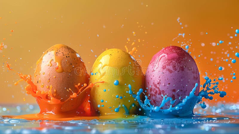 Colorful Easter Egg Splash Design. Easter Card Design with Egg in Paint ...