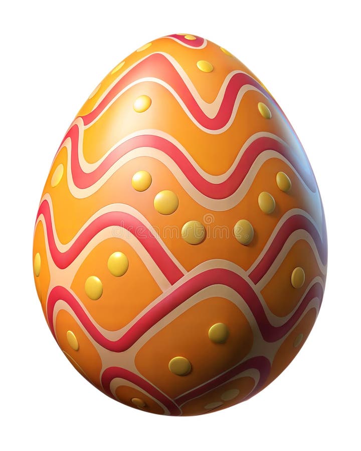 Colorful Easter Egg with Wavy Pattern and Yellow Dots Isolated on White ...