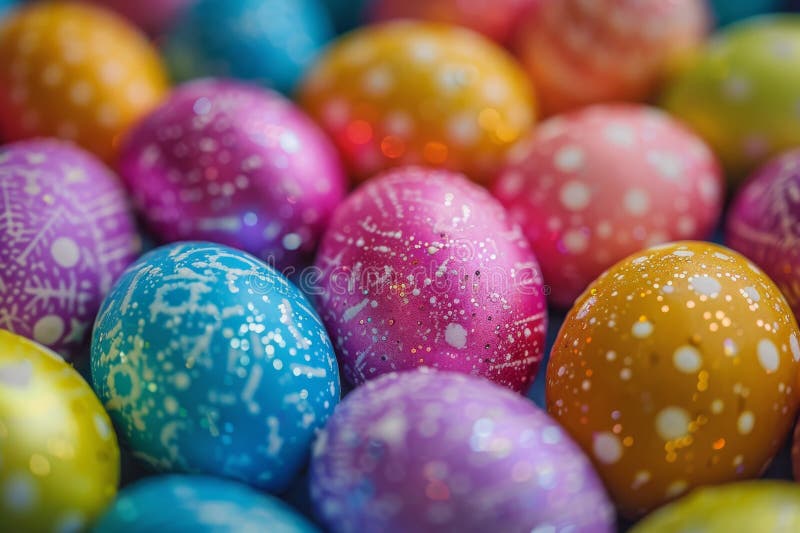 Colorful Easter Eggs Background, Decorative Egg Pattern, Happy Easter ...