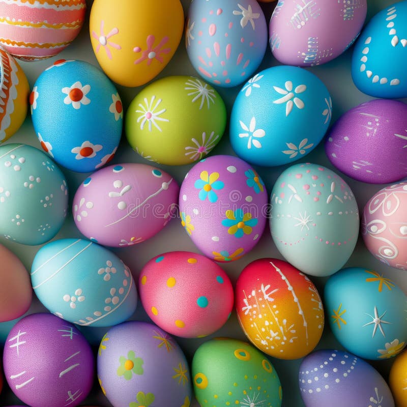 Colorful Easter Eggs Background, Decorative Egg Pattern, Happy Easter ...