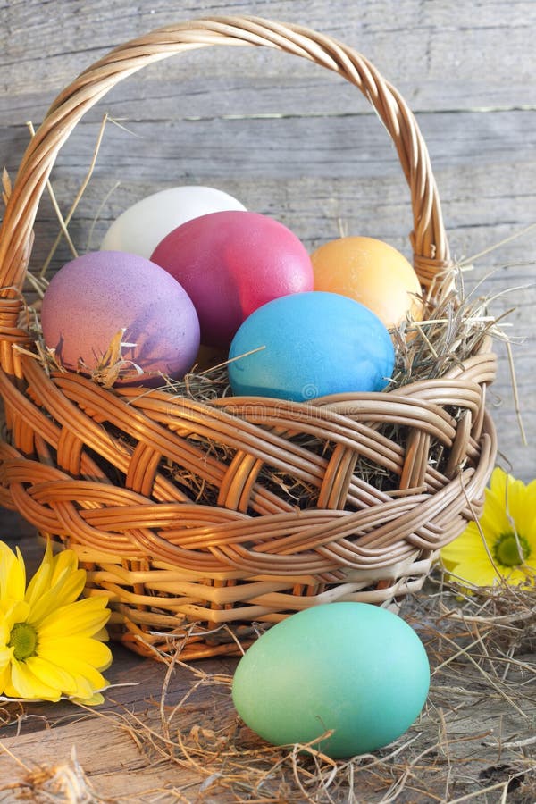 Colorful Easter Eggs in the Basket Stock Photo - Image of dying, beauty ...