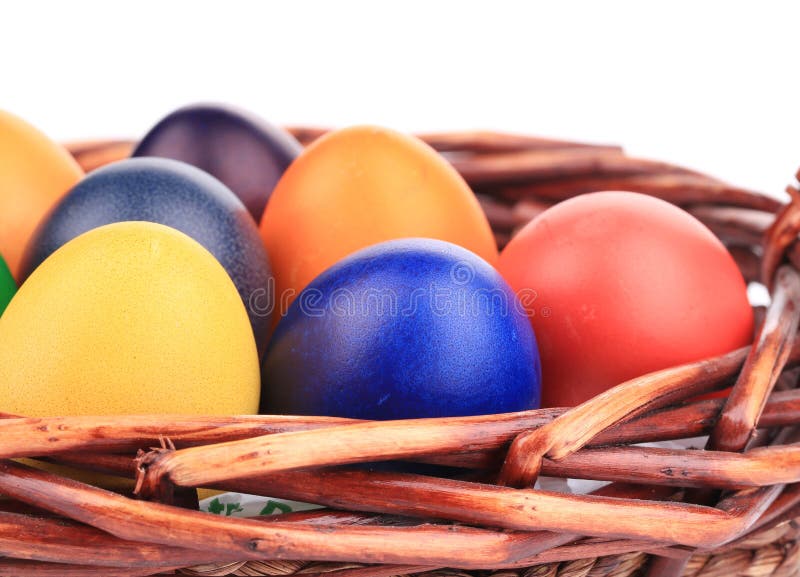 Colorful Easter Eggs in Basket. Stock Image - Image of symbol ...