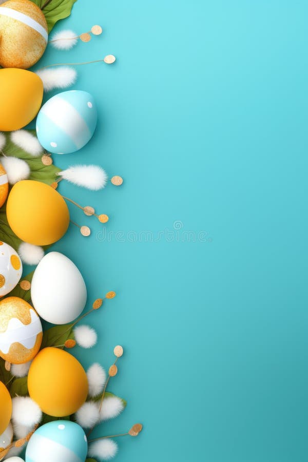 Colorful Easter Eggs on a Blue Background, Perfect for Easter-themed ...