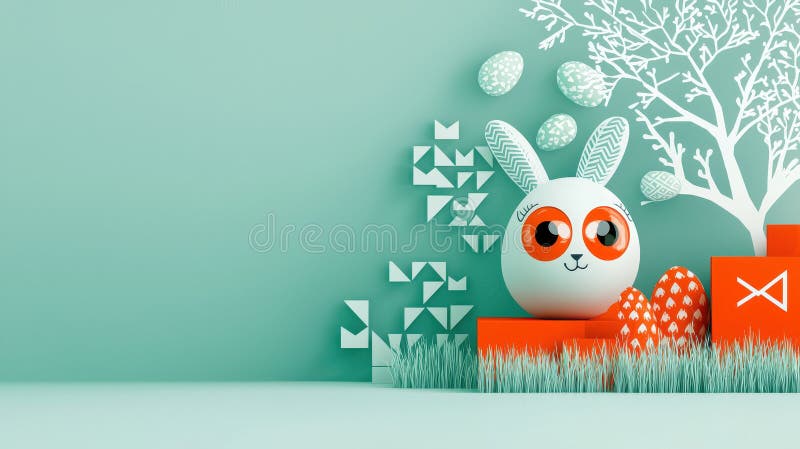 Colorful Easter Eggs and Cute Bunny in Vibrant Spring Setting Stock ...