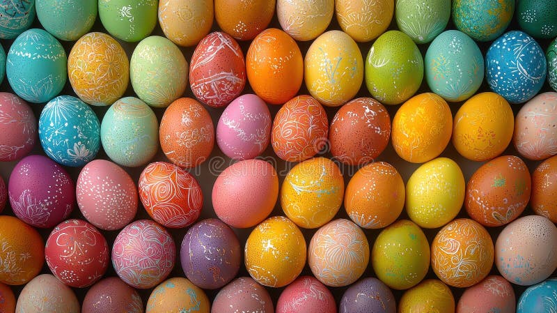 Colorful Easter Eggs Display Festive Event Bright Environment Overhead ...
