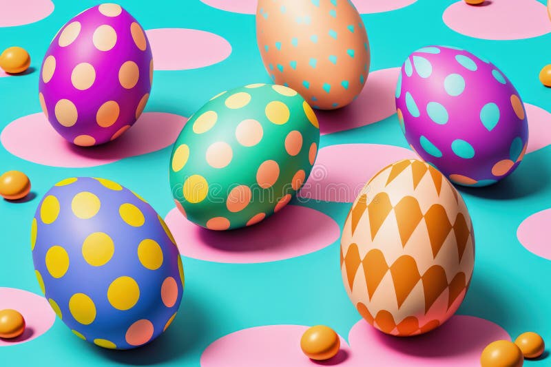 Colorful Easter Eggs in Dots Pattern, Pop Art Style. Egg in Dots ...