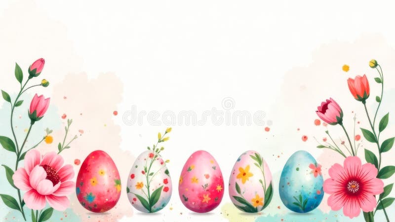 Colorful Easter Eggs with Floral Decorations, Delicate and Festive ...