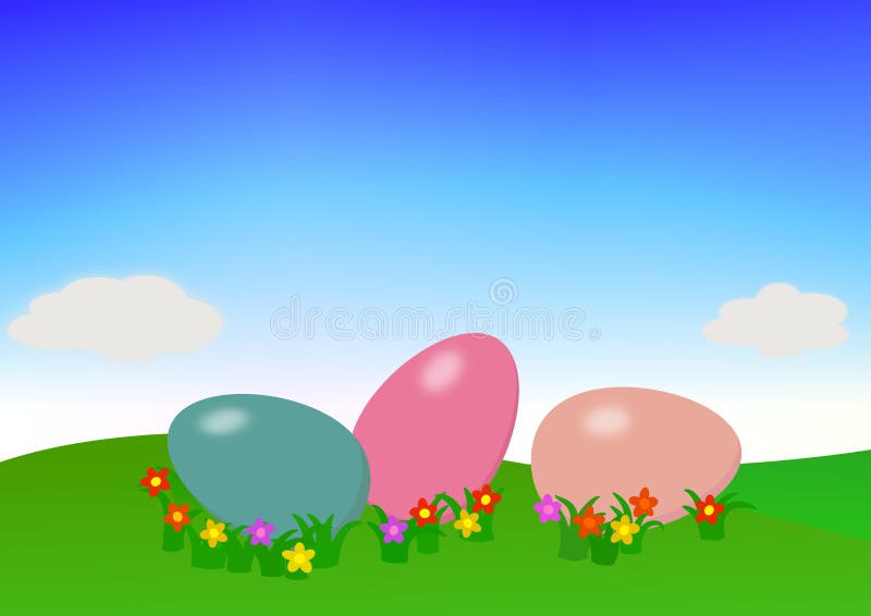 Colorful Easter Eggs on Grass Illustration Stock Illustration ...