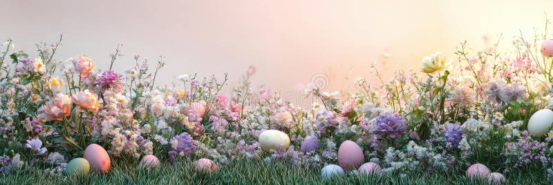 Colorful Easter Eggs Hidden among Spring Flowers in a Vibrant Meadow ...