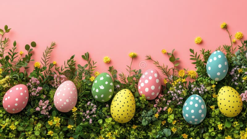 Colorful Easter Eggs Hidden among Vibrant Spring Flowers in Field Stock ...