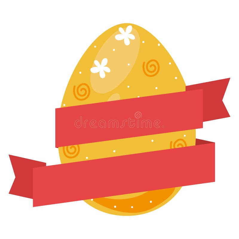 Colorful Easter Eggs Icon Design with Ribbon Tape Stock Vector ...