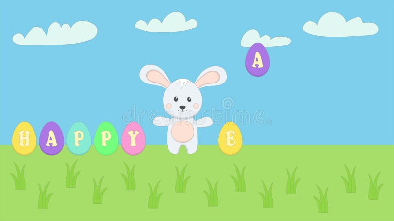 Colorful Easter Eggs with Letters Falling Down Which Create the Inscription Happy Easter and a ...