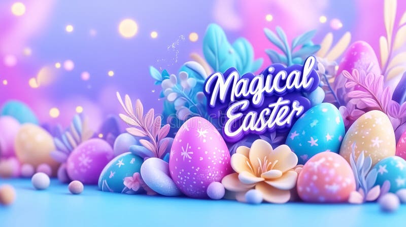 Colorful Easter Eggs Morph into Vibrant Spring Flowers, Creating a Magical Landscape. the Phrase ...