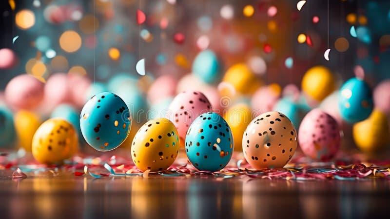 Colorful Easter Eggs in Motion, Suspended in a Festive Atmosphere with ...