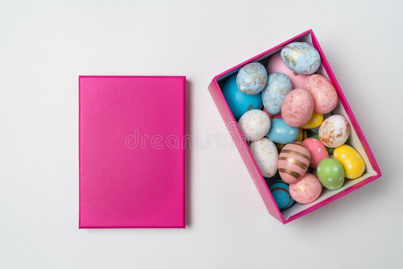 Pink Rectangular Gift Box Shot from Above Isolated on White Stock Photo ...