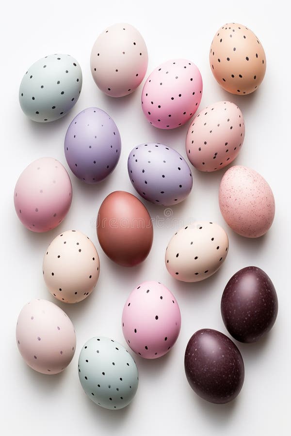 Colorful Easter Eggs with Polka Dot Patterns on a White Background ...