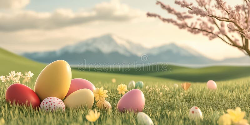 Easter Eggs Spring Flowers Celebration Bright Background Awakening ...