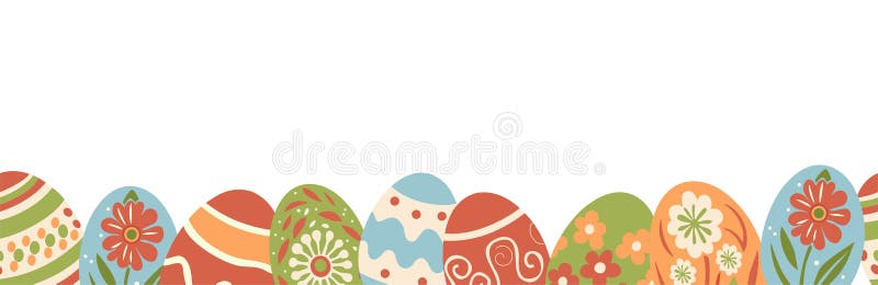 Colorful Easter Eggs Seamless Vector Border, Frame Stock Vector ...