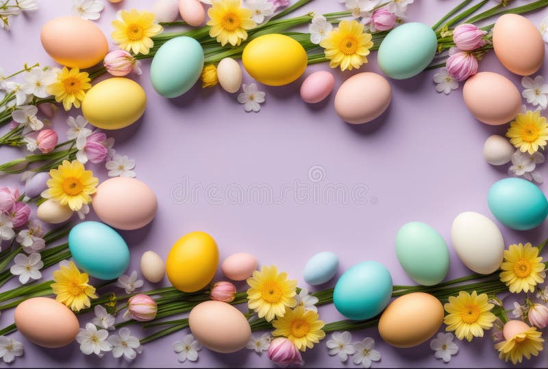 Colorful Easter Eggs and Spring Flowers Frame Stock Illustration ...