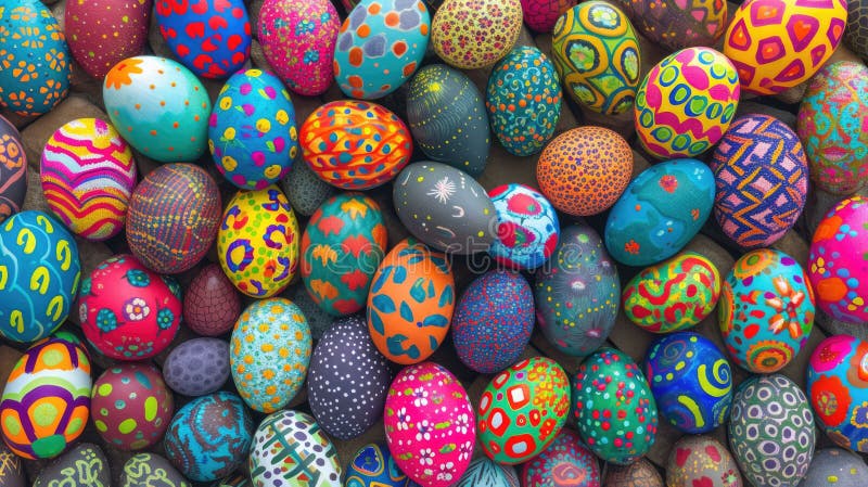 Colorful Easter Eggs Stacked Up in a Vibrant Display AIG42E Stock ...