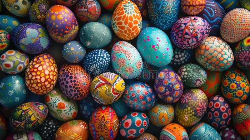 Colorful Easter Eggs Stacked Up in a Vibrant Display AIG42E Stock ...