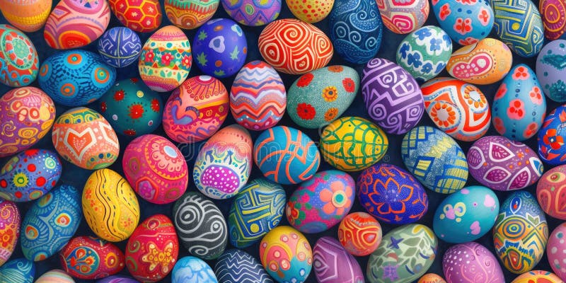 Colorful Easter Eggs Stacked Up in a Vibrant Display AIG42E Stock ...