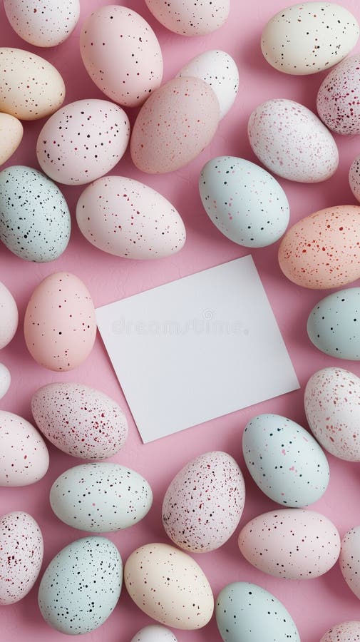 Colorful Easter Eggs Surround Blank White Paper Soft Pink Background ...
