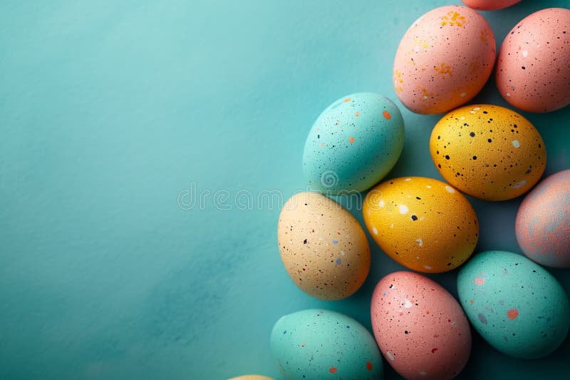 Colorful Easter Eggs on Turquoise Background. the Image is Generated ...