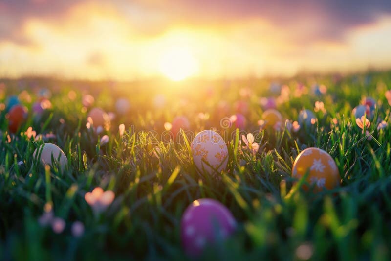 Colorful Easter Field stock photo. Image of spring, generated - 362685076