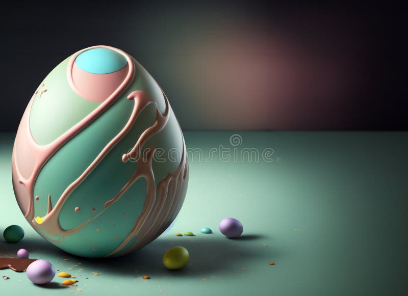 Colorful Easter Green Egg on Green Table. Minimal Creative Easter ...