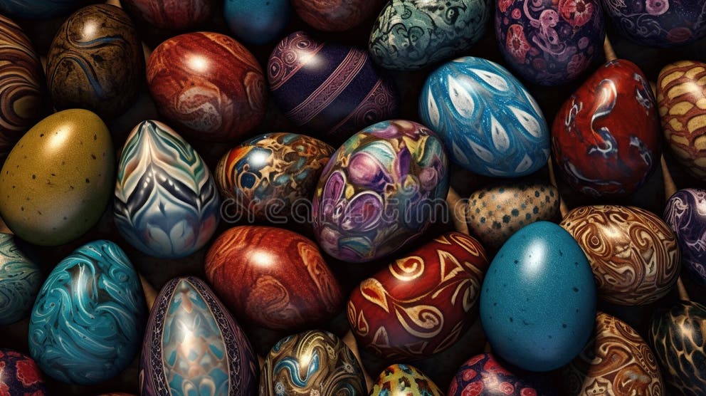 Colorful Easter Painted Eggs Texture. Close-up View Stock Illustration ...