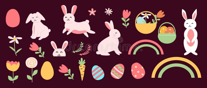 Colorful Easter Patterns with Bunnies and Eggs for Festive Designs ...