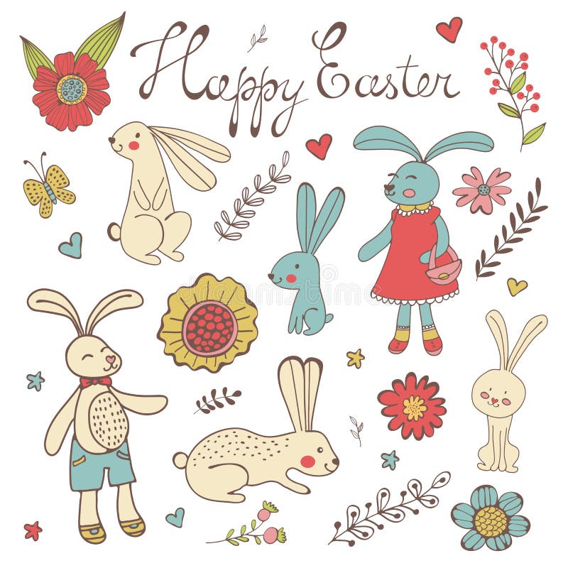 Colorful Easter Related Elements Collection Stock Vector - Illustration ...